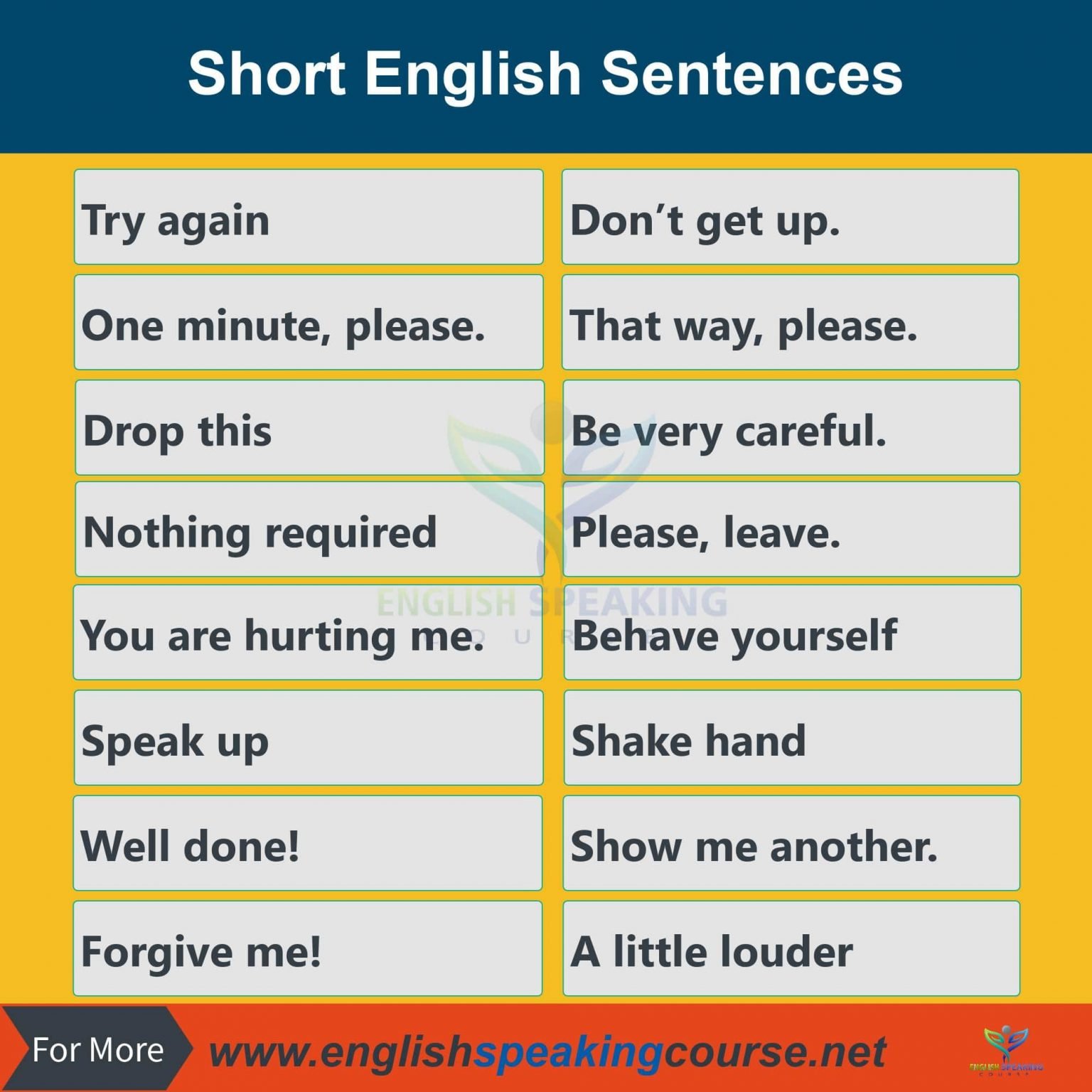 Daily use short English sentences