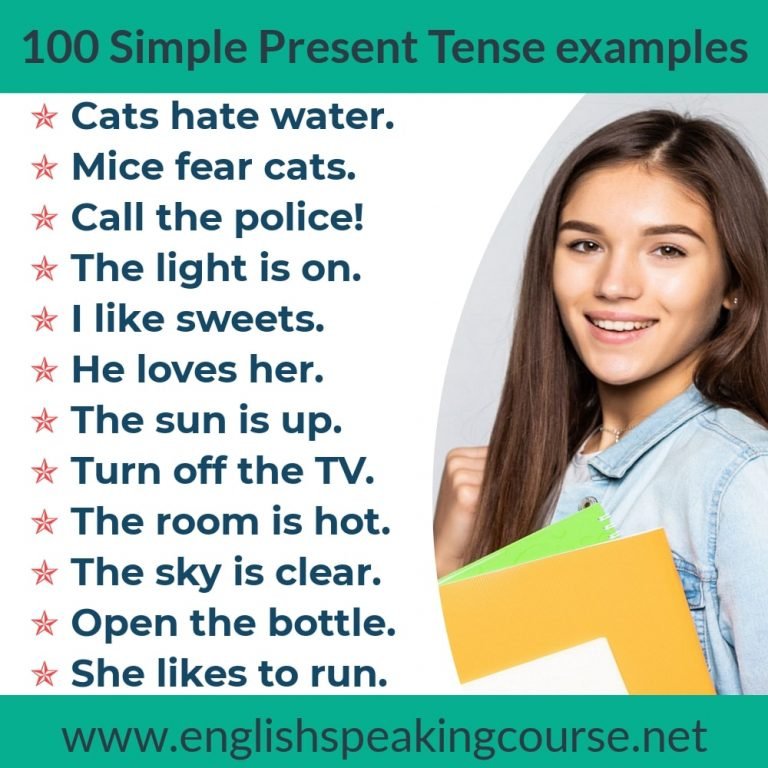 100 Simple Present Tense Examples In English English Sentences